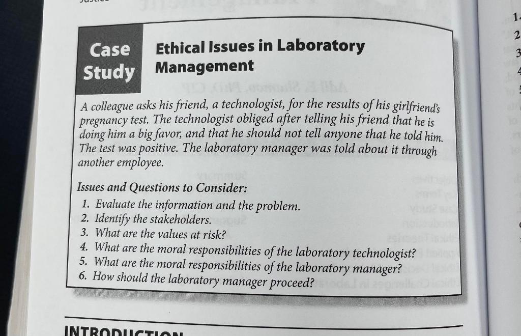 Solved 1- 2 3 Case Ethical Issues in Laboratory Study | Chegg.com