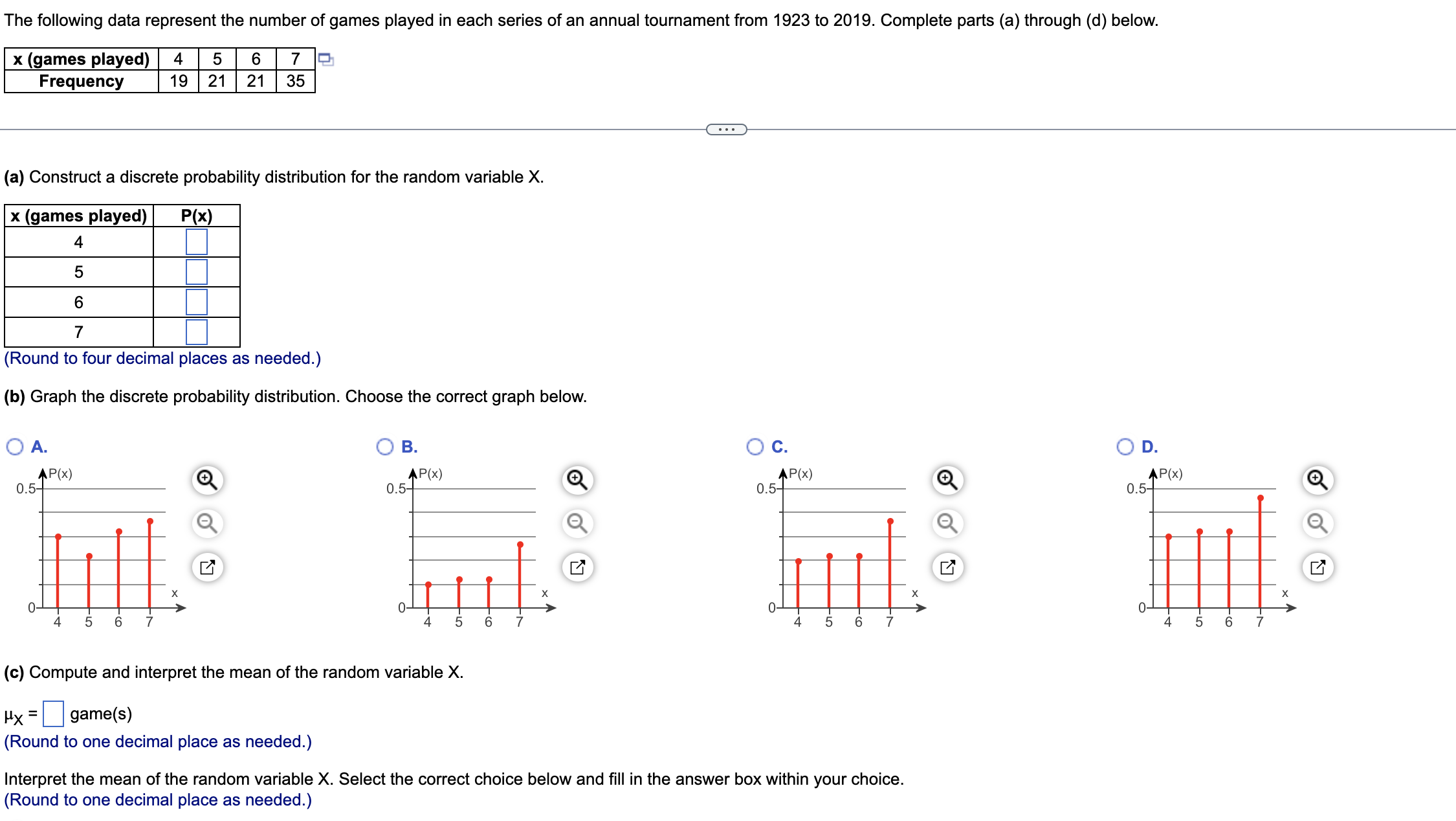 (c) Compute and interpret the mean of the random | Chegg.com