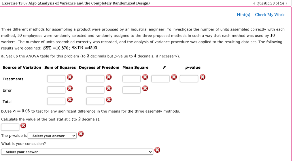 Solved Exercise 13.07 Algo (Analysis of Variance and the | Chegg.com