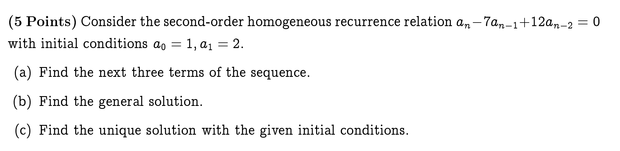 Solved - (5 Points) Consider the second-order homogeneous | Chegg.com