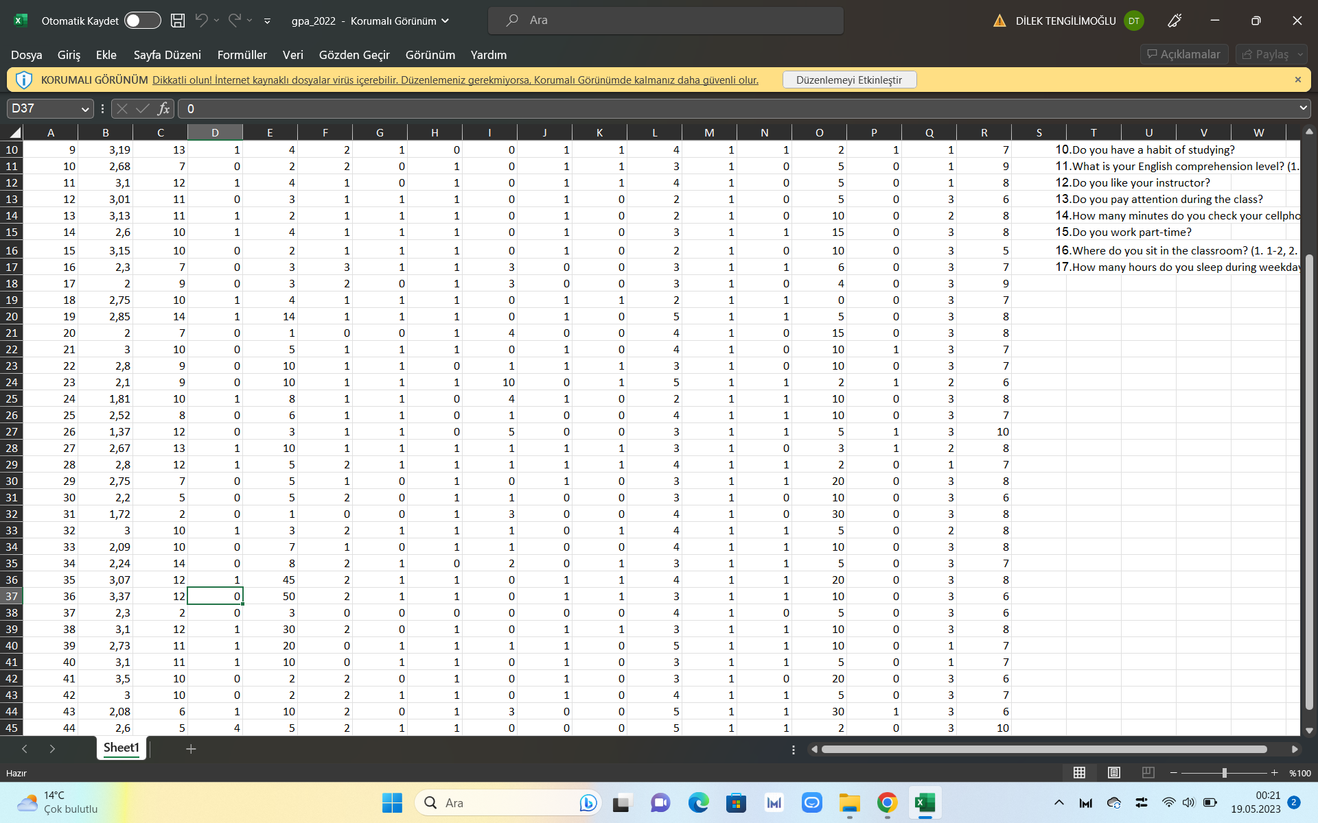 Solved By using gpa data (gpa_2022.xlsx), answer the | Chegg.com