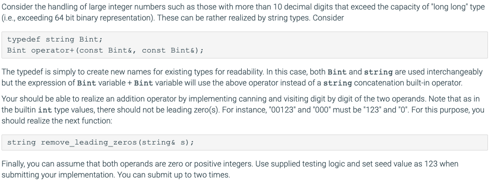 Consider the handling of large integer numbers such | Chegg.com