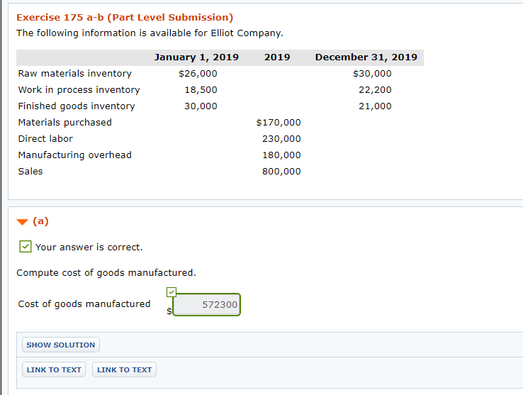 Solved Exercise 175 a-b (Part Level Submission) The | Chegg.com