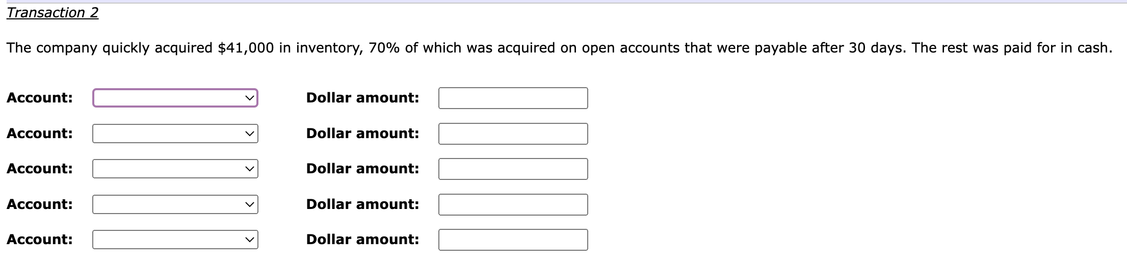 Solved "Account" submission boxes (you can leave the | Chegg.com