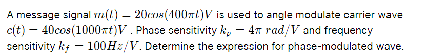 DETERMINE THE EXPRESSION FOR PHASE-MODULATED & | Chegg.com