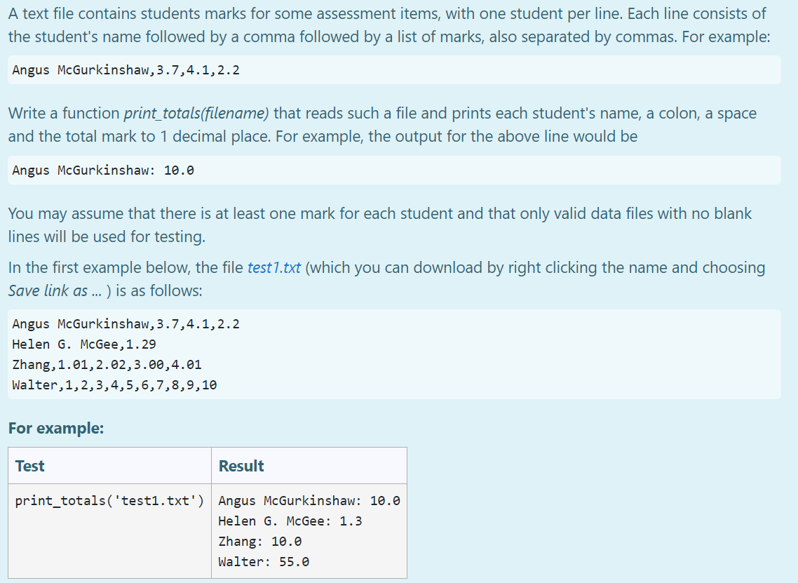 Solved A text file contains students marks for some | Chegg.com