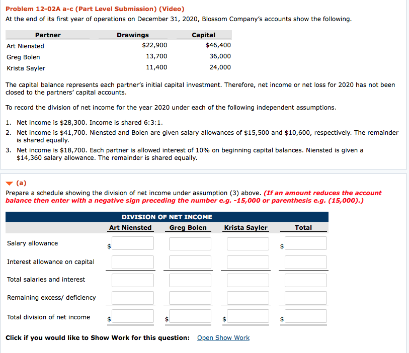 Solved Problem 12-02A a-c (Part Level Submission) (Video) At | Chegg.com