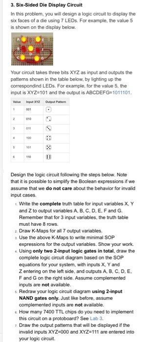 Solved 3. Six-Sided Die Display Circuit In this problem, you | Chegg.com