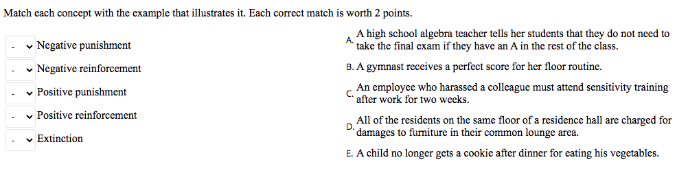 Solved Match each concept with the example that illustrates | Chegg.com