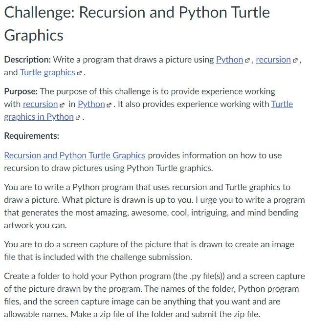 Solved Challenge Recursion And Python Turtle Graphics 3062