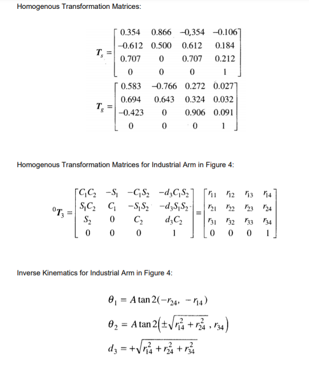 For the 3-DOF industrial arm shown in Figure 4, | Chegg.com