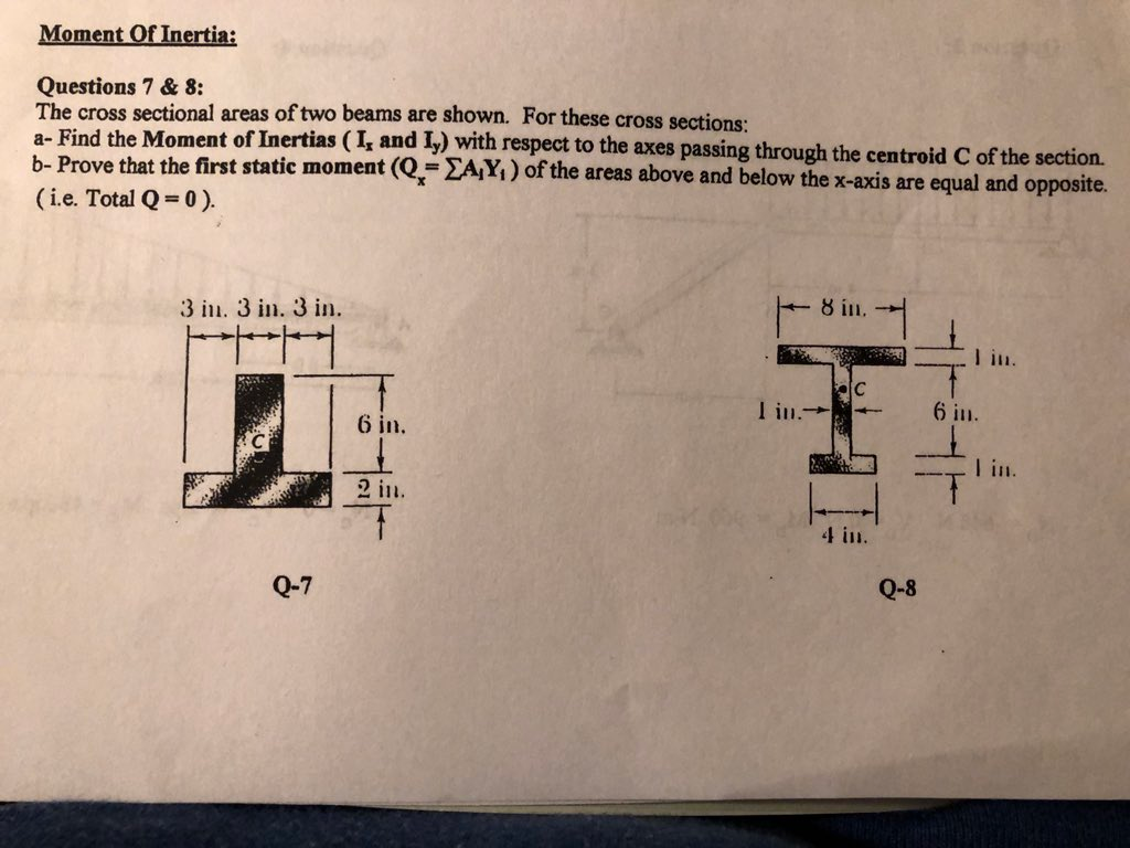 Solved Moment of Inertia: Questions 7 & 8: a- Find the | Chegg.com