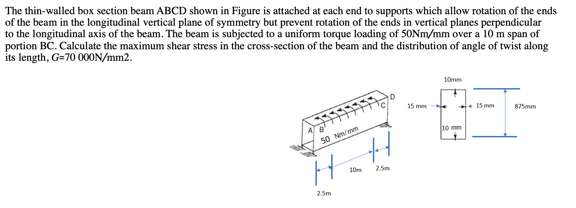Solved The thin-walled box section beam ABCD shown in Figure | Chegg.com