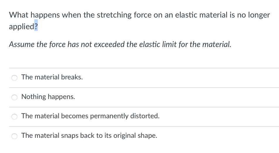 Solved What happens when the stretching force on an elastic | Chegg.com