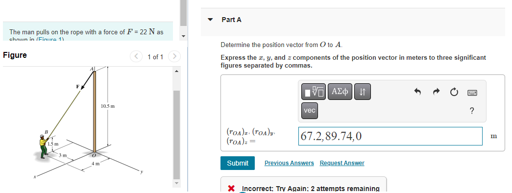 Solved The man pulls on the rope with a force of F=22 N as | Chegg.com