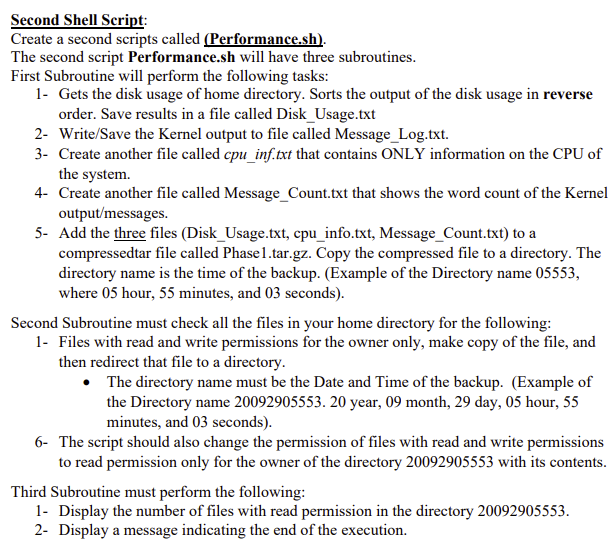 Second Shell Script Create a second scripts called | Chegg.com