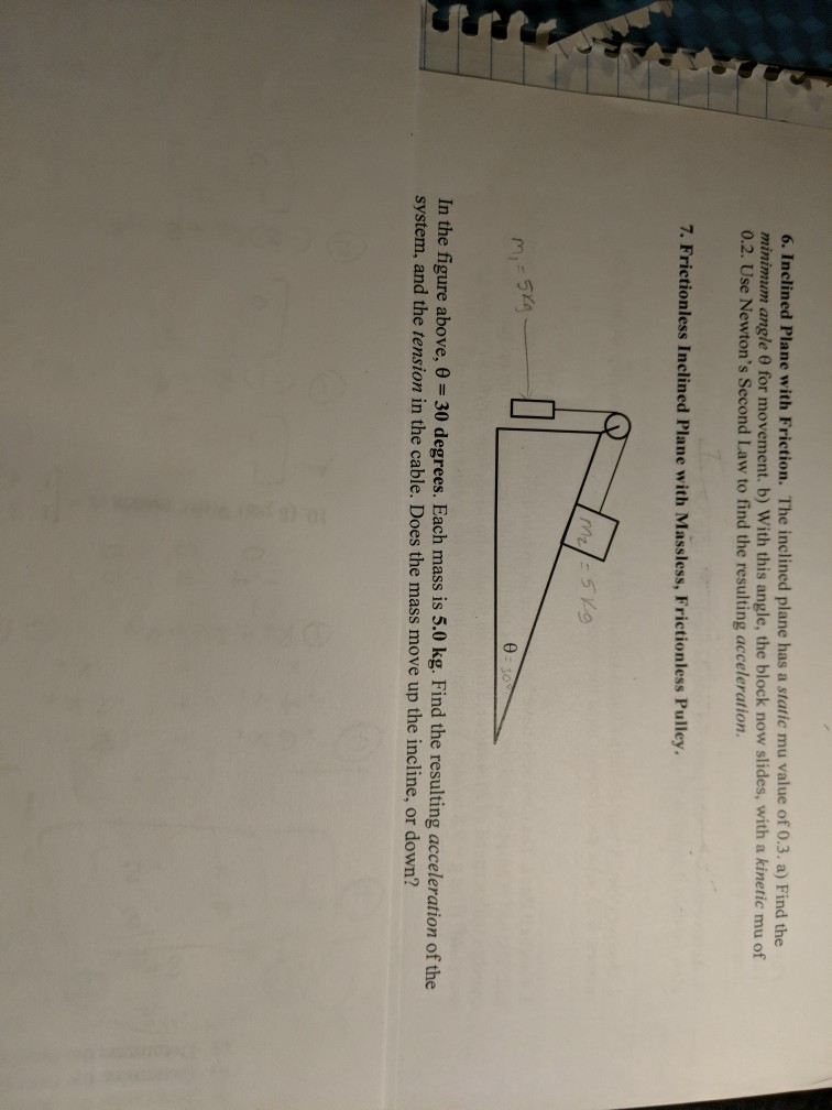 Solved 6. Inclined Plane with Friction. The inclined plane | Chegg.com