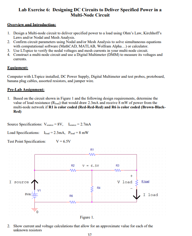Solved Lab Exercise 6: Designing DC Circuits to Deliver | Chegg.com