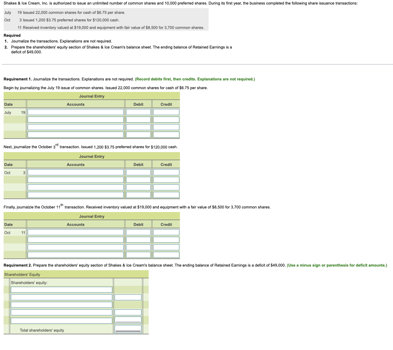Solved 1. Journalize the transactions. Explanations are not | Chegg.com