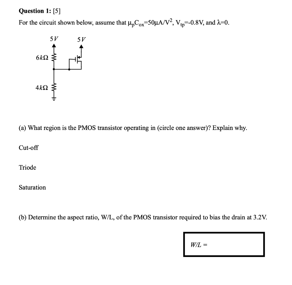 Solved For the circuit shown below, assume that | Chegg.com