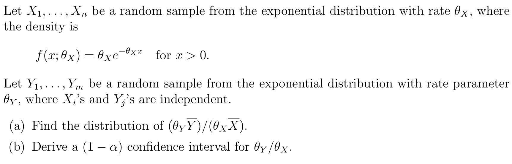 Solved Let X1,…,Xn be a random sample from the exponential | Chegg.com