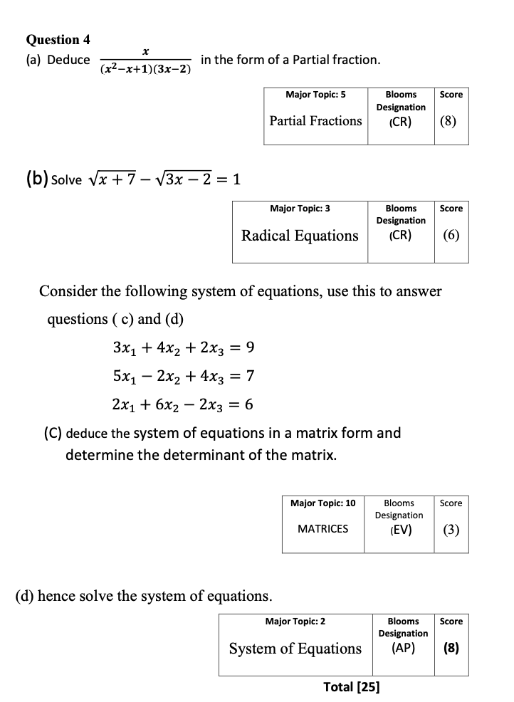 Solved Question 4 (a) Deduce (x2−x+1)(3x−2)x in the form of | Chegg.com