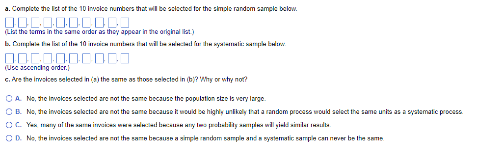 Random Number Table a. Complete the list of the 10 | Chegg.com