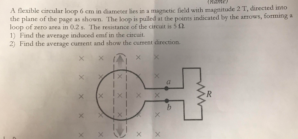 Solved name A flexible circular loop 6 cm in diameter lies | Chegg.com