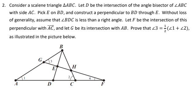 Solved 2. Consider a scalene triangle ABC. Let D be the | Chegg.com
