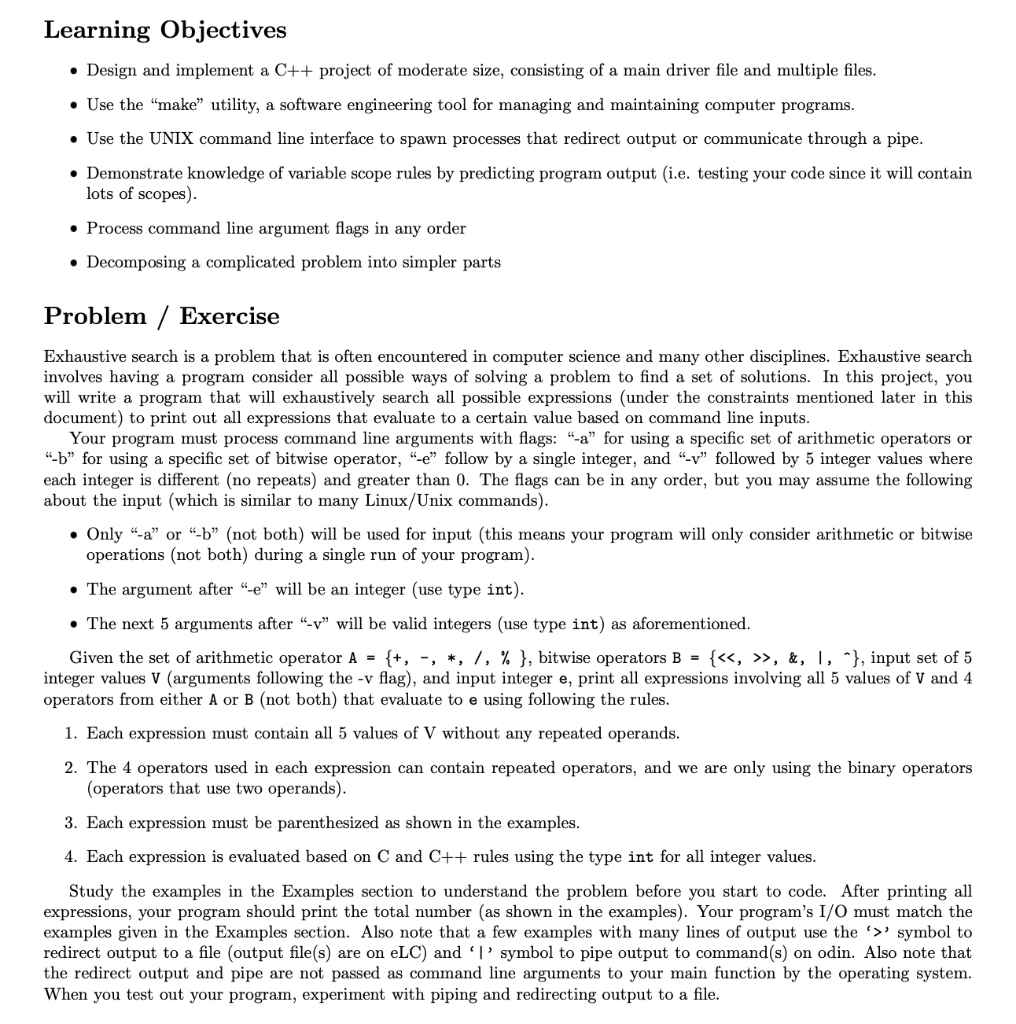 Solved Learning Objectives • Design and implement a C++ | Chegg.com