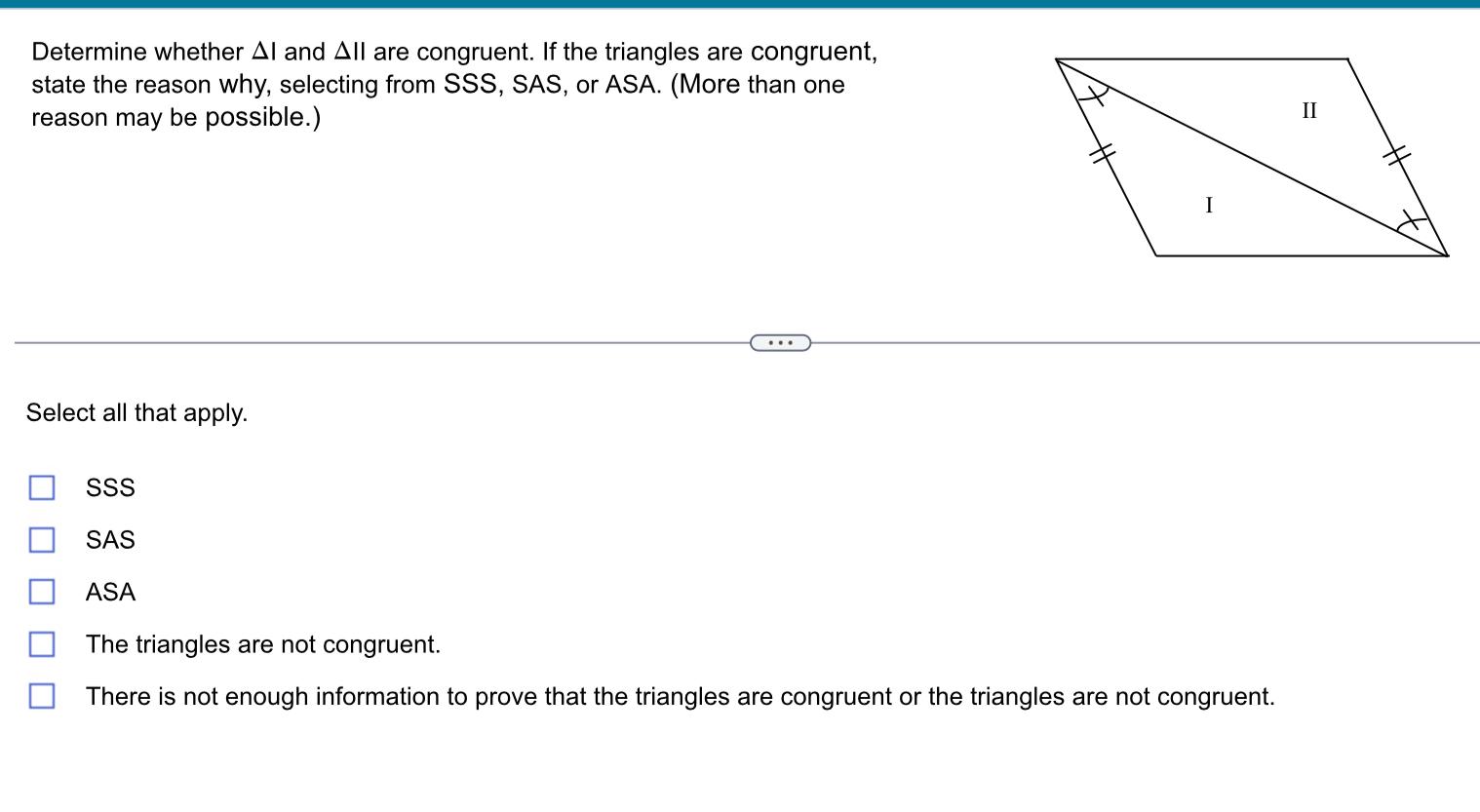 Solved Determine Whether Δi And Δii Are Congruent If The