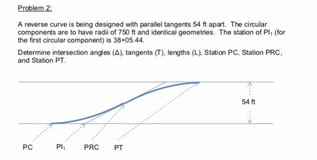 Solved Problem 2 A reverse curve is being designed with | Chegg.com