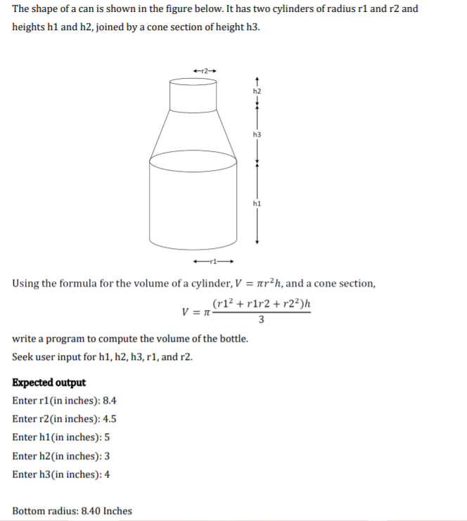 Solved The shape of a can is shown in the figure below. It | Chegg.com
