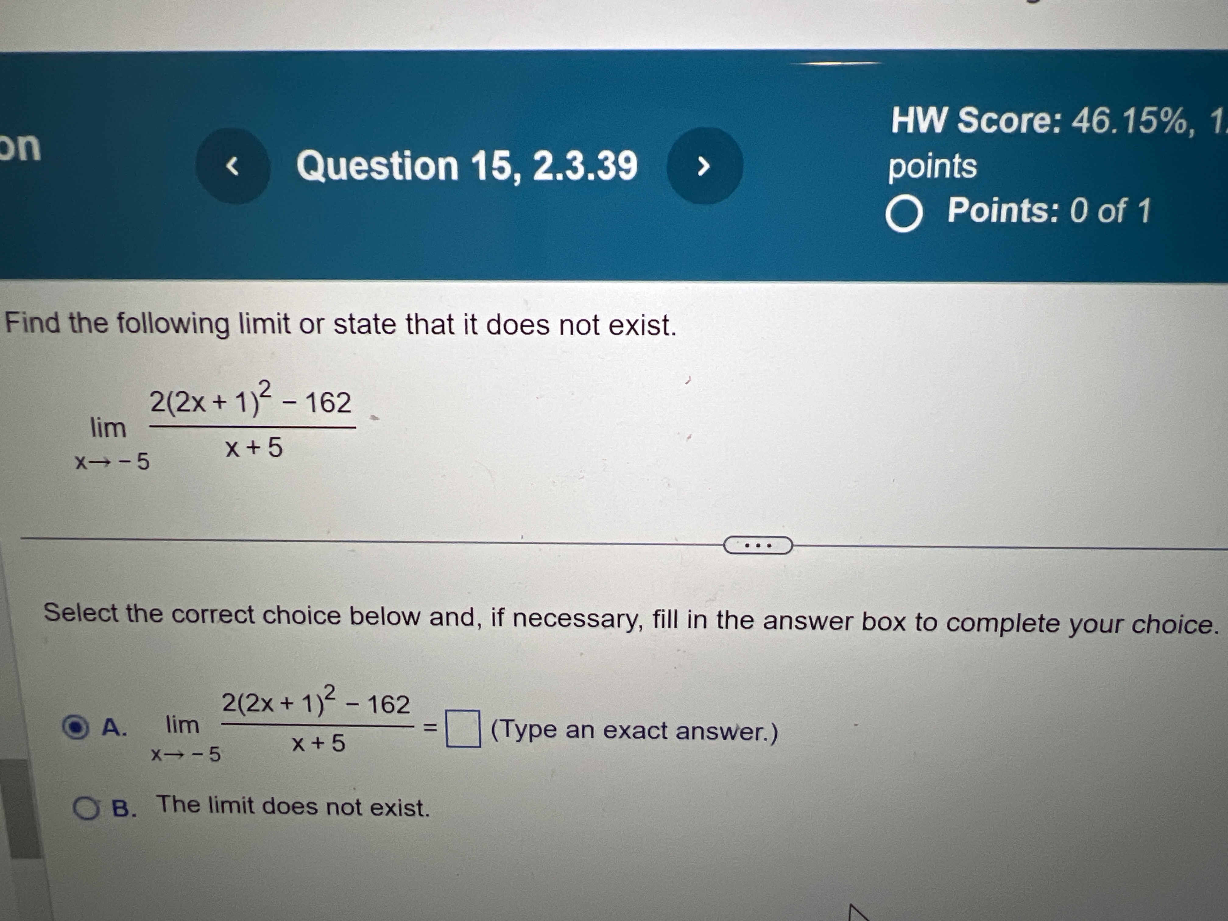 Solved Find the following limit or state that it does not | Chegg.com