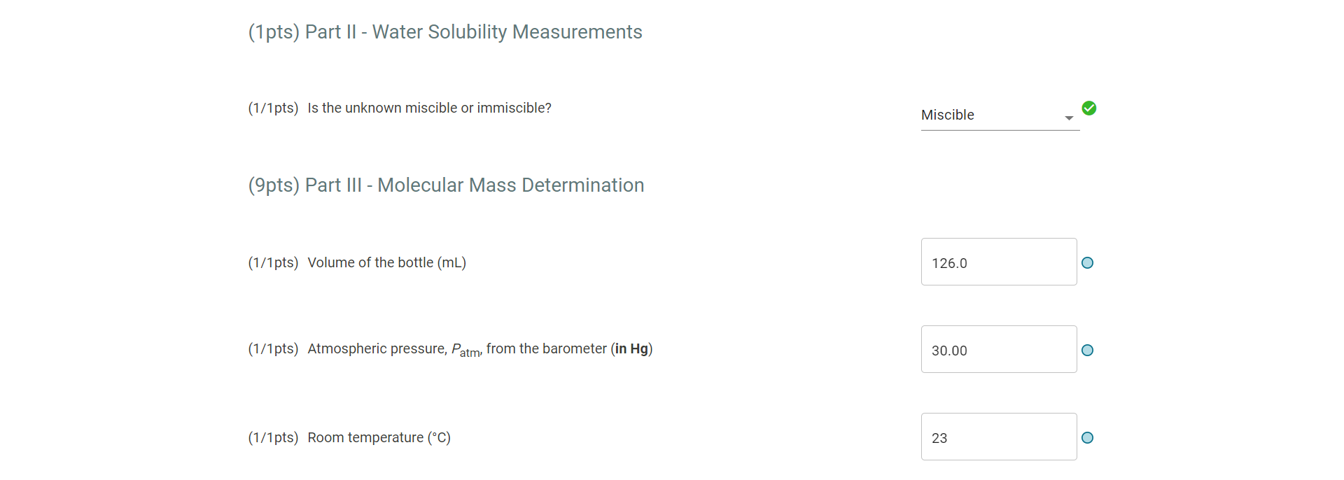Solved 7pts Part I Vapor Pressure Measurements Part I 