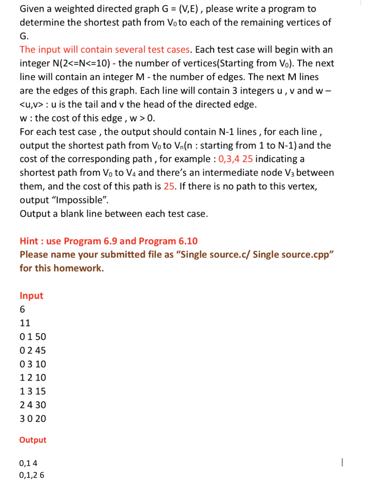 Solved Given a weighted directed graph G = (V,E) , please | Chegg.com
