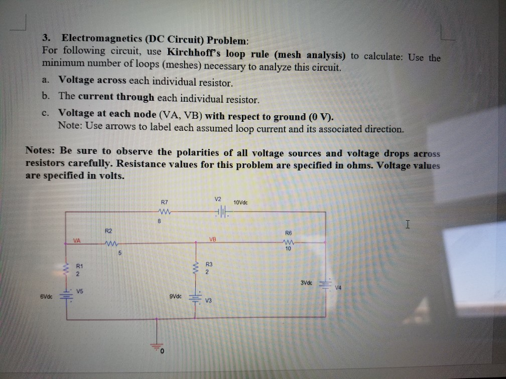 Solved 3. Electromagnetics (DC Circuit) Problem: For | Chegg.com
