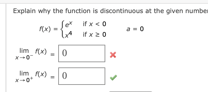 Solved Explain why the function is discontinuous at the | Chegg.com