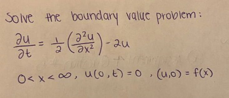 Solved Solve the boundary value problem: ∂t∂u=21(∂x2∂2u)−2u0 | Chegg.com