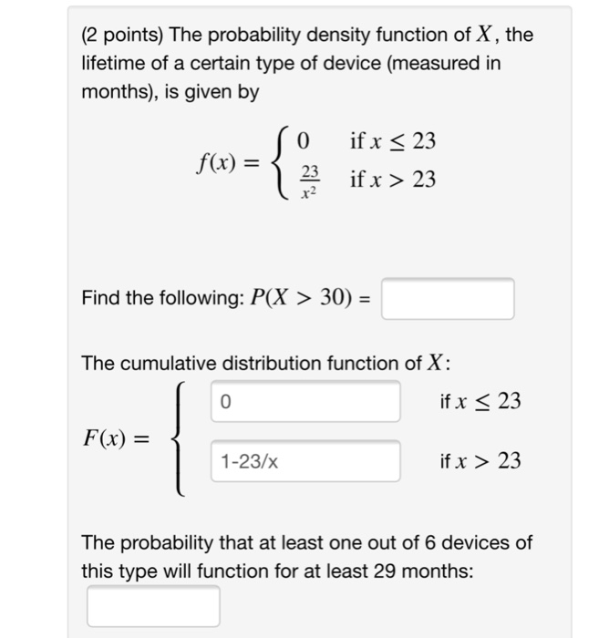 Solved (2 points) The probability density function of X, the | Chegg.com
