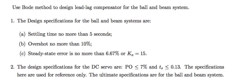 Solved Use Bode method to design lead-lag compensator for | Chegg.com