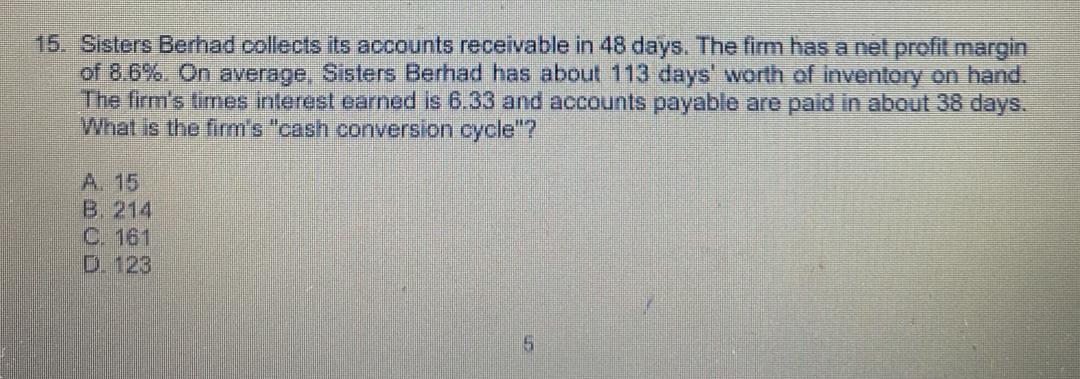 Solved 15. Sisters Berhad collects its accounts receivable | Chegg.com