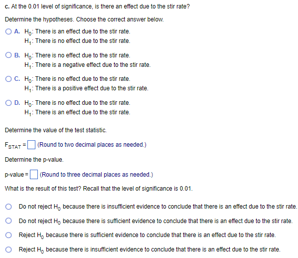 Solved C. H0 : There is an interaction between the | Chegg.com