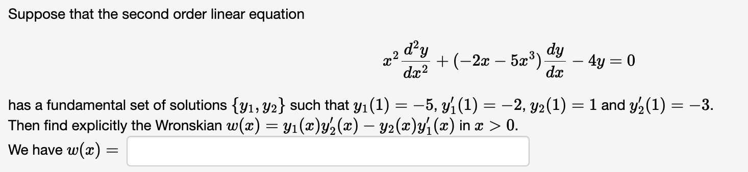 Solved Suppose that the second order linear equation | Chegg.com