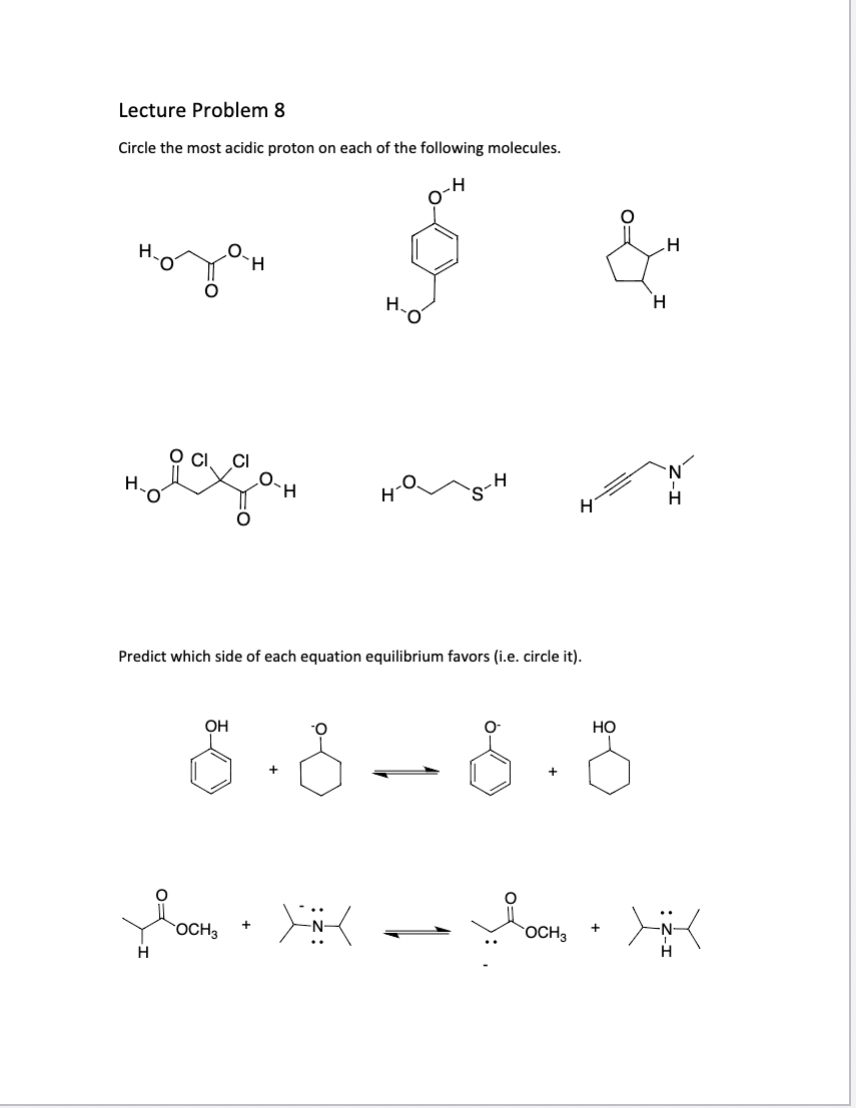 Solved Lecture Problem 8 Circle the most acidic proton on | Chegg.com