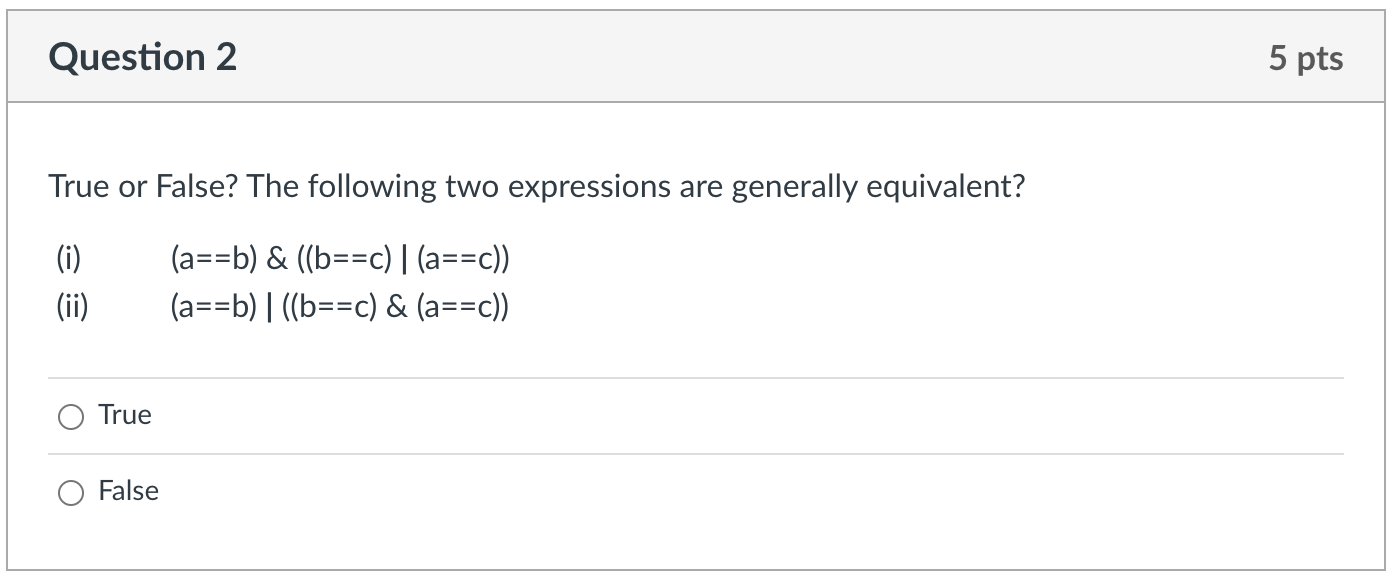 Solved Question 2 5 pts True or False? The following two | Chegg.com