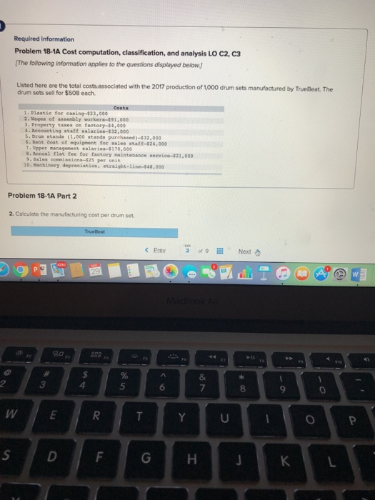 Solved Required information Problem 18-1A Cost computation, | Chegg.com