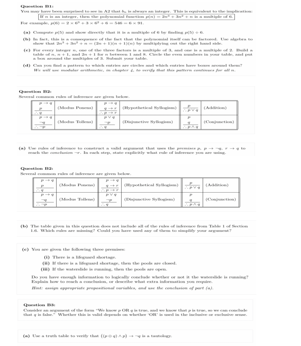 Solved Question B1: You may have been surprised to see in A2 | Chegg.com