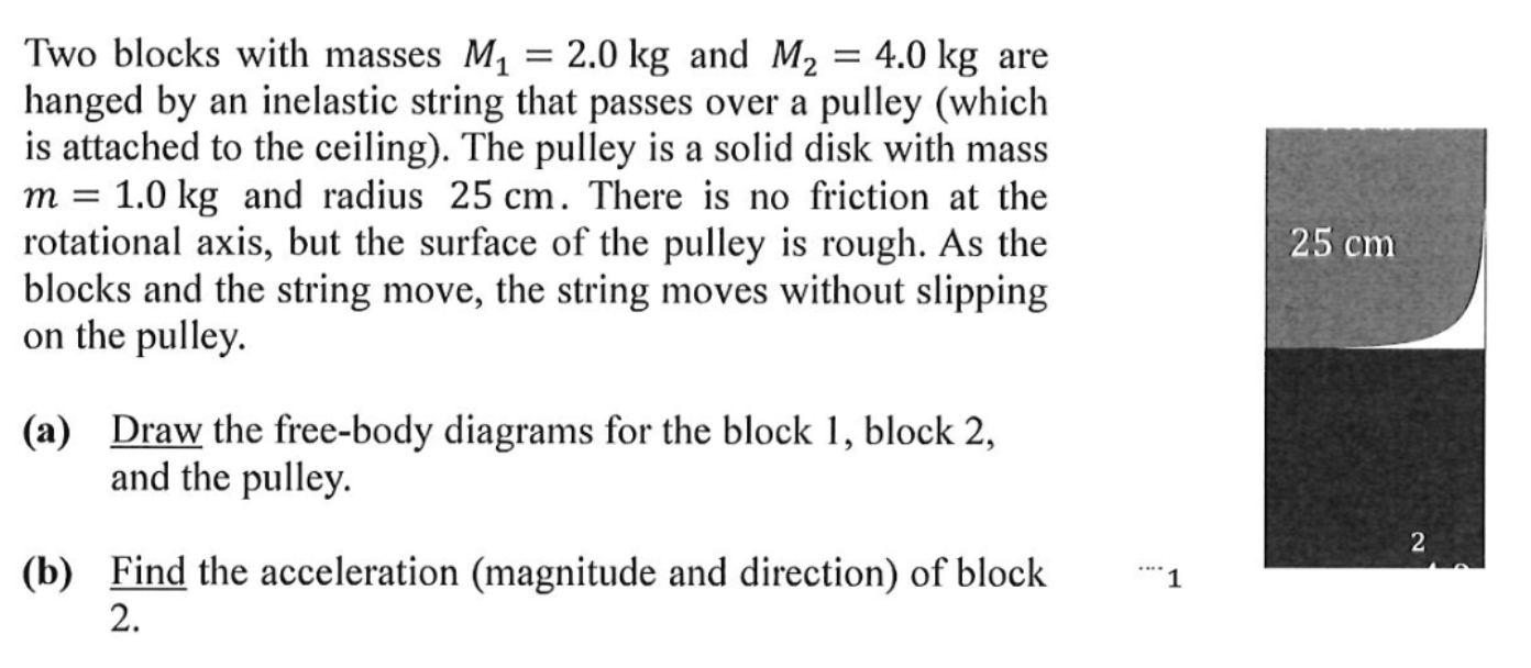 Solved Two blocks with masses \( ﻿M_{1}=2.0 \mathrm{~kg} \) | Chegg.com