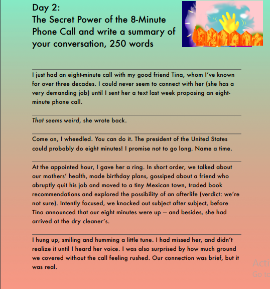 Day 2: The Secret Power of the 8-Minute Phone Call | Chegg.com